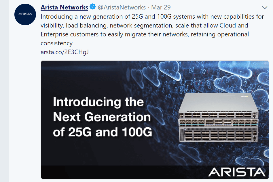 Arista debuts 25G and 100G systems – Converge Digest